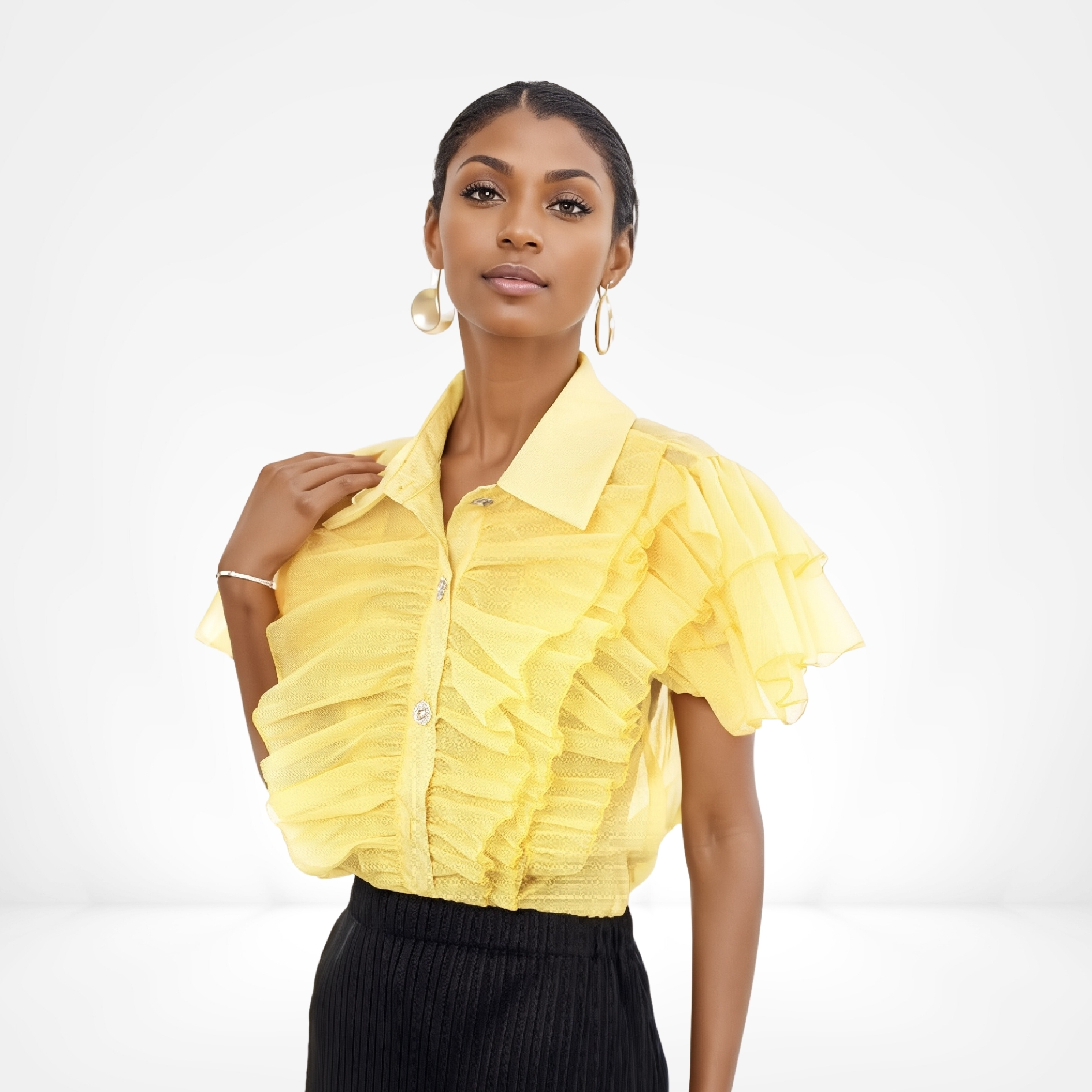 Lemon Ruffle Organza Blouse - KariQuar
