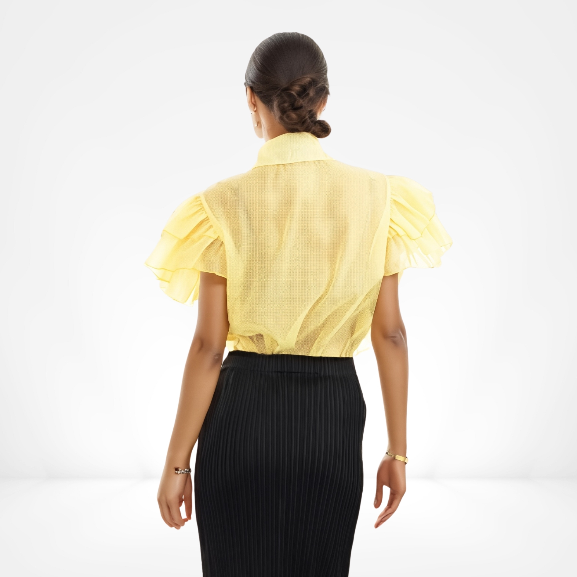 Lemon Ruffle Organza Blouse - KariQuar